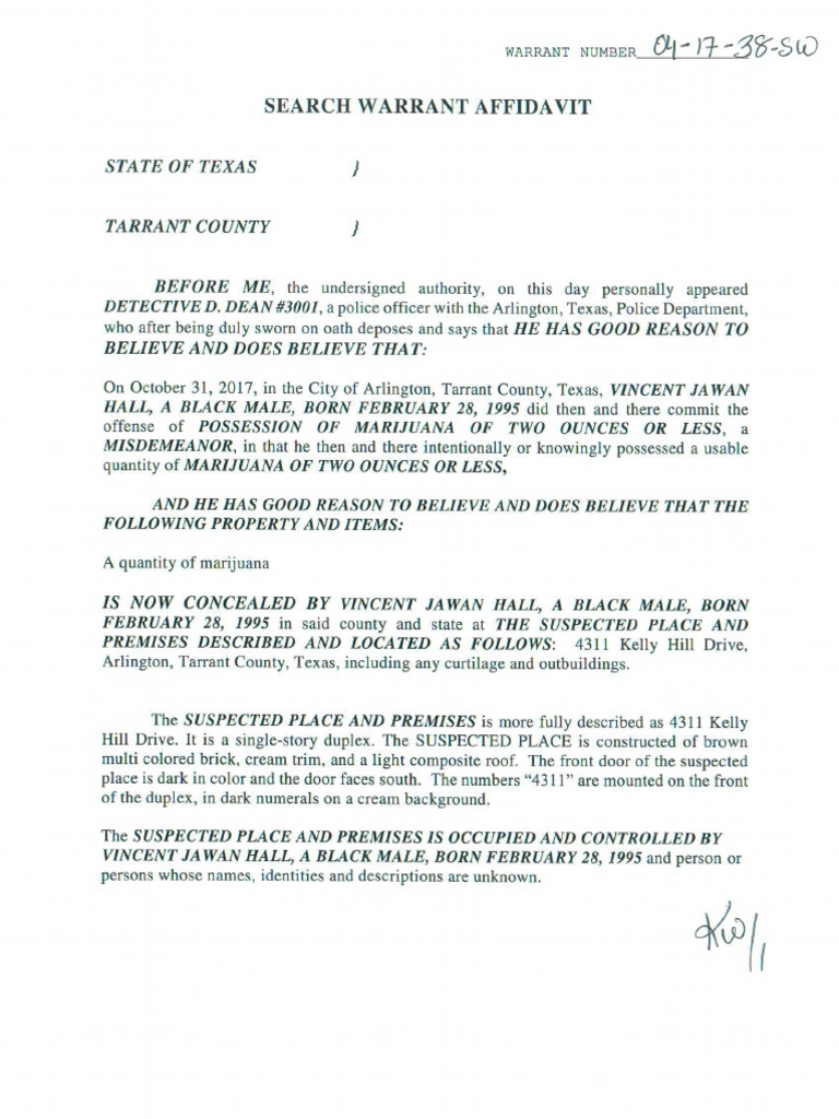 Search Warrant in Arlington Narcotics Case | PDF