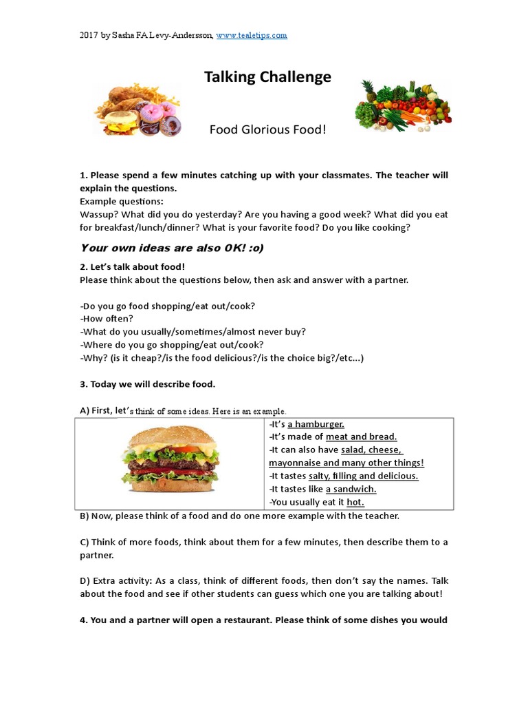 Discussion Lesson About Food CLT Communicative Language Teaching ...