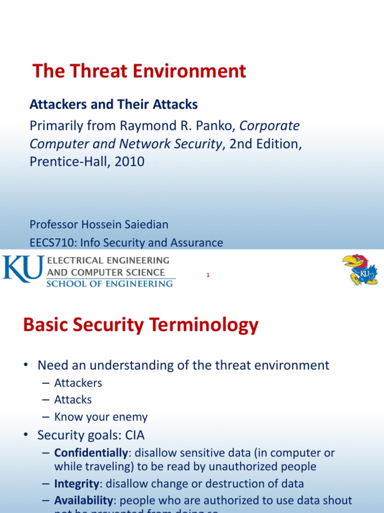 The Threat Environment: Attackers and Their Attacks | PDF | Malware ...
