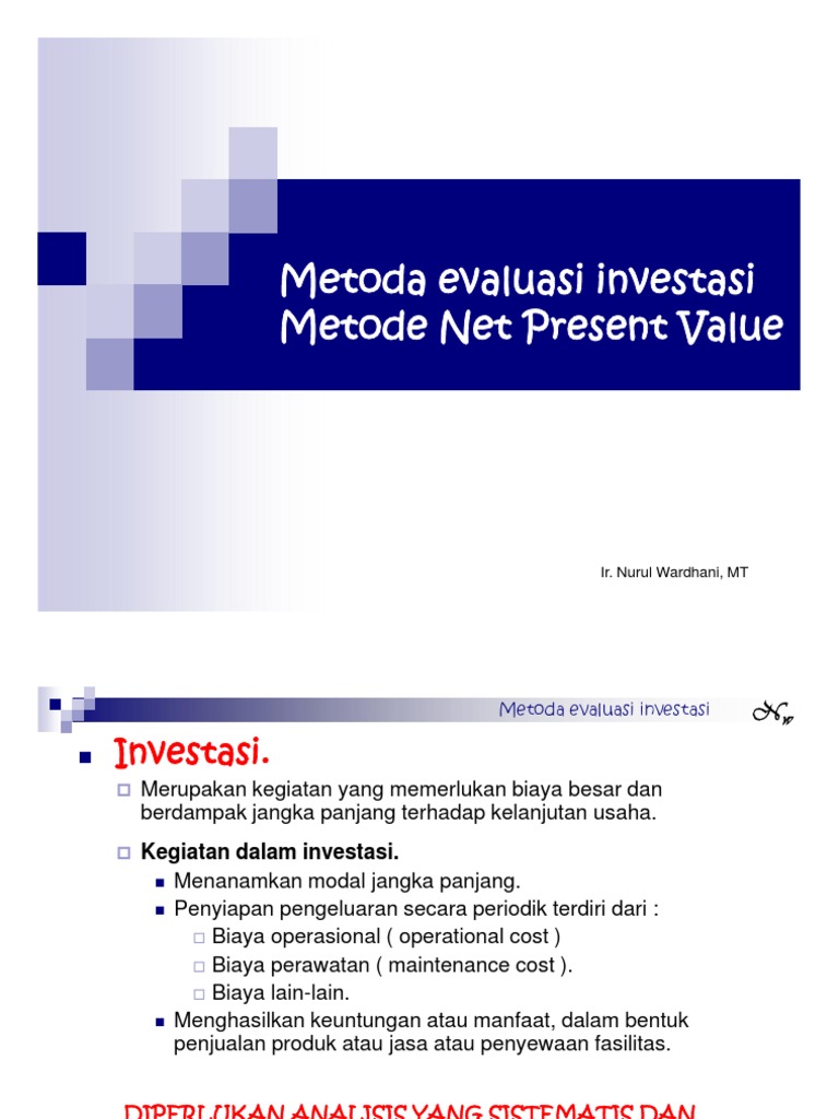 Metode Evaluasi Investasi NPV dan MARR | PDF