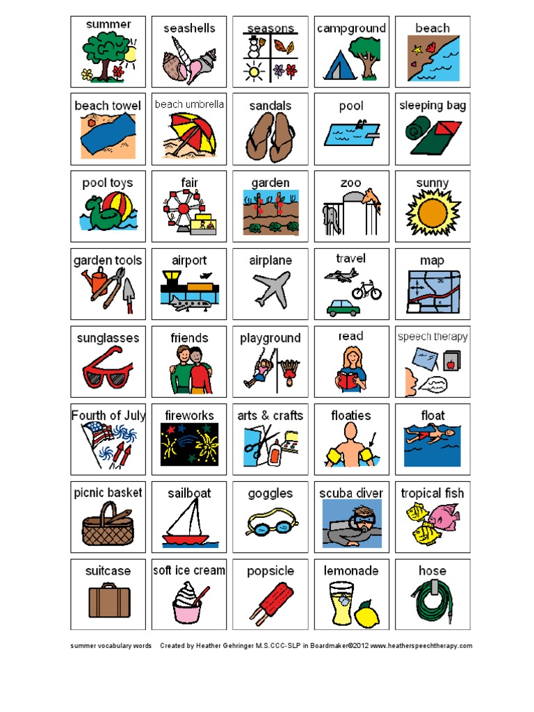 Summer Vocabulary Words | PDF