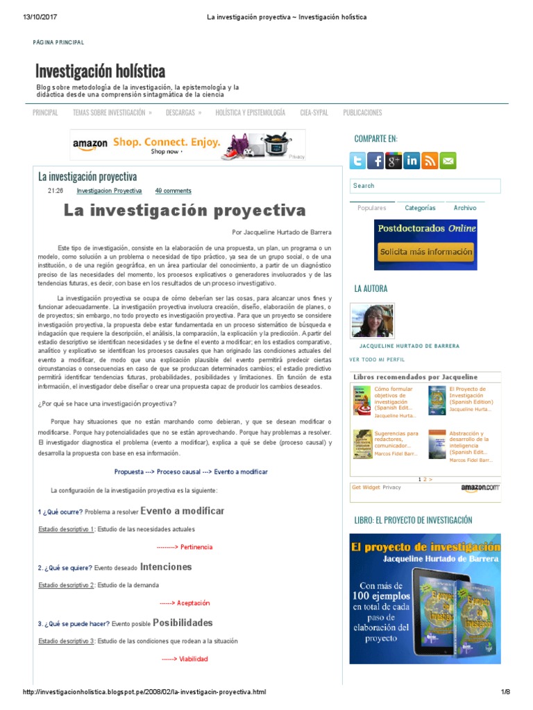 La Investigación Proyectiva - Investigación Holística | PDF | Holismo ...