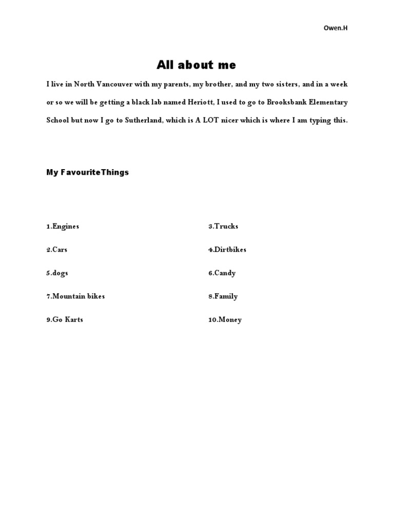 All About Me | PDF