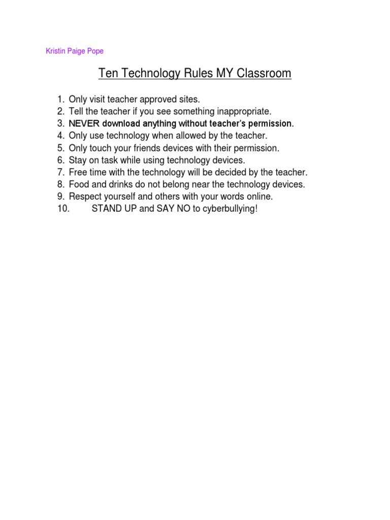 Classroom Technology Rules for Students | PDF | Computers