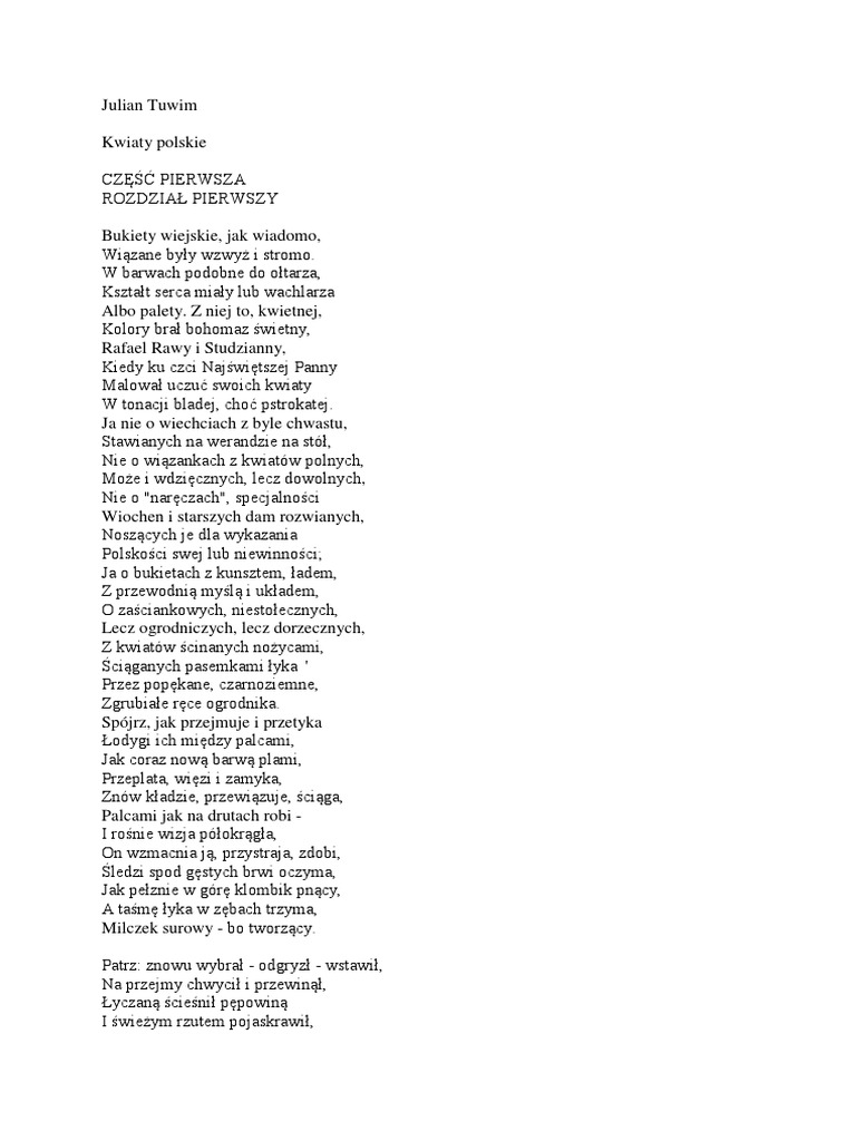 Julian Tuwim Kwiaty Polskie PDF | PDF
