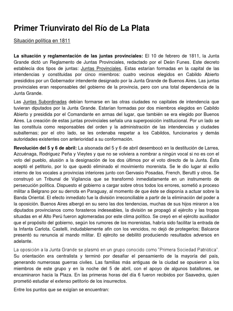 Primer Triunvirato Del Río de La Plata | PDF | Gobierno | Política ...