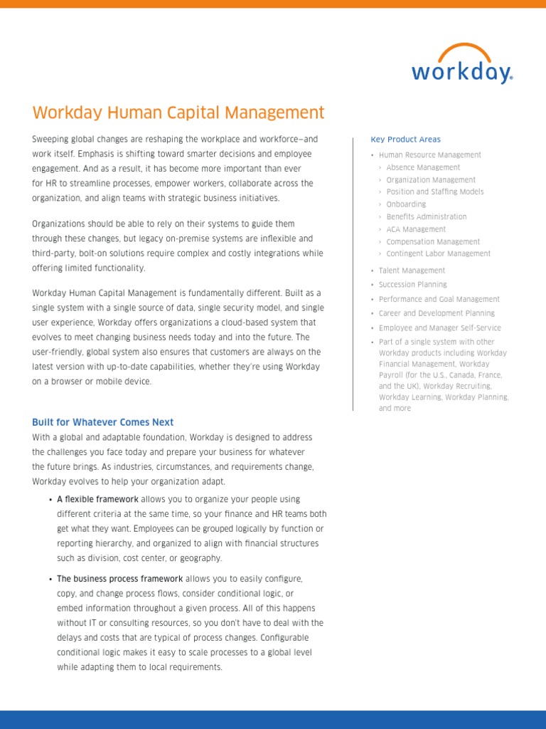 Datasheet Workday Human Capital Management | PDF | Human Resource ...