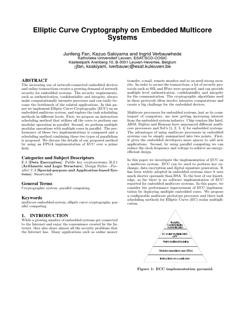 Elliptic Curve Cryptography On Embedded Multicore Systems | PDF | Multi Core Processor ...