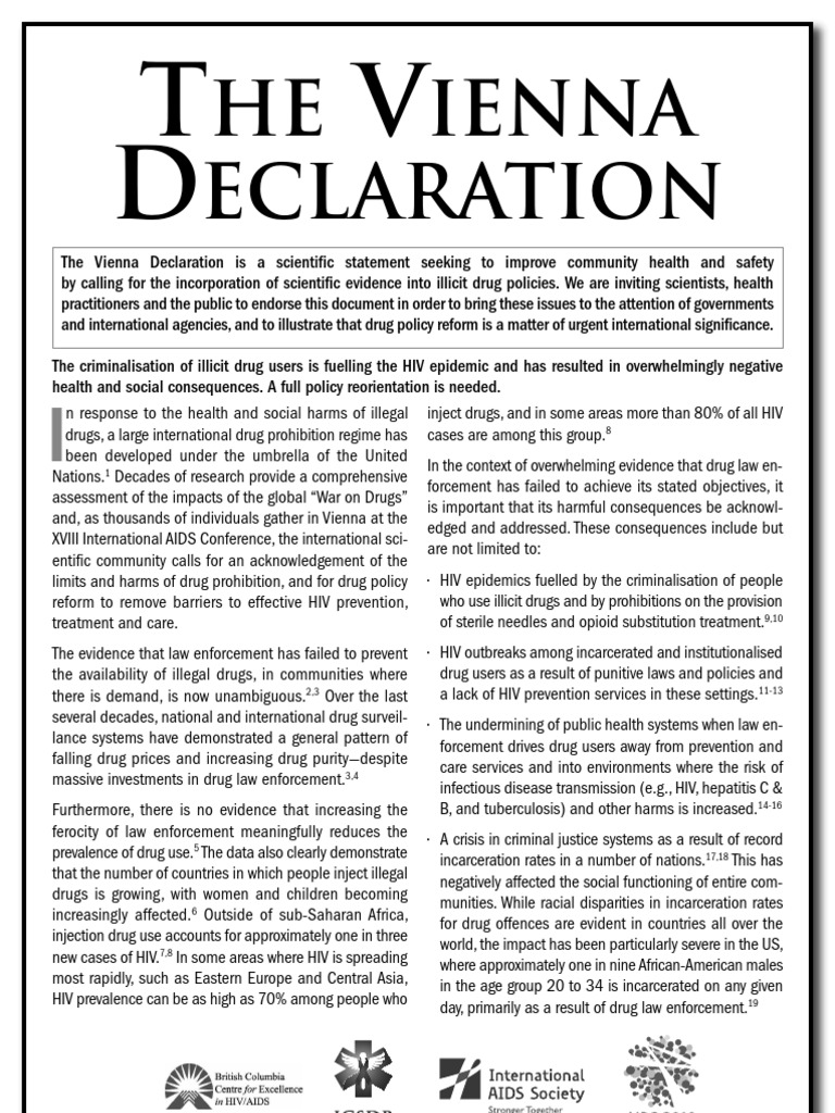 The Vienna Declaration | PDF | Substance Abuse | Prohibition Of Drugs