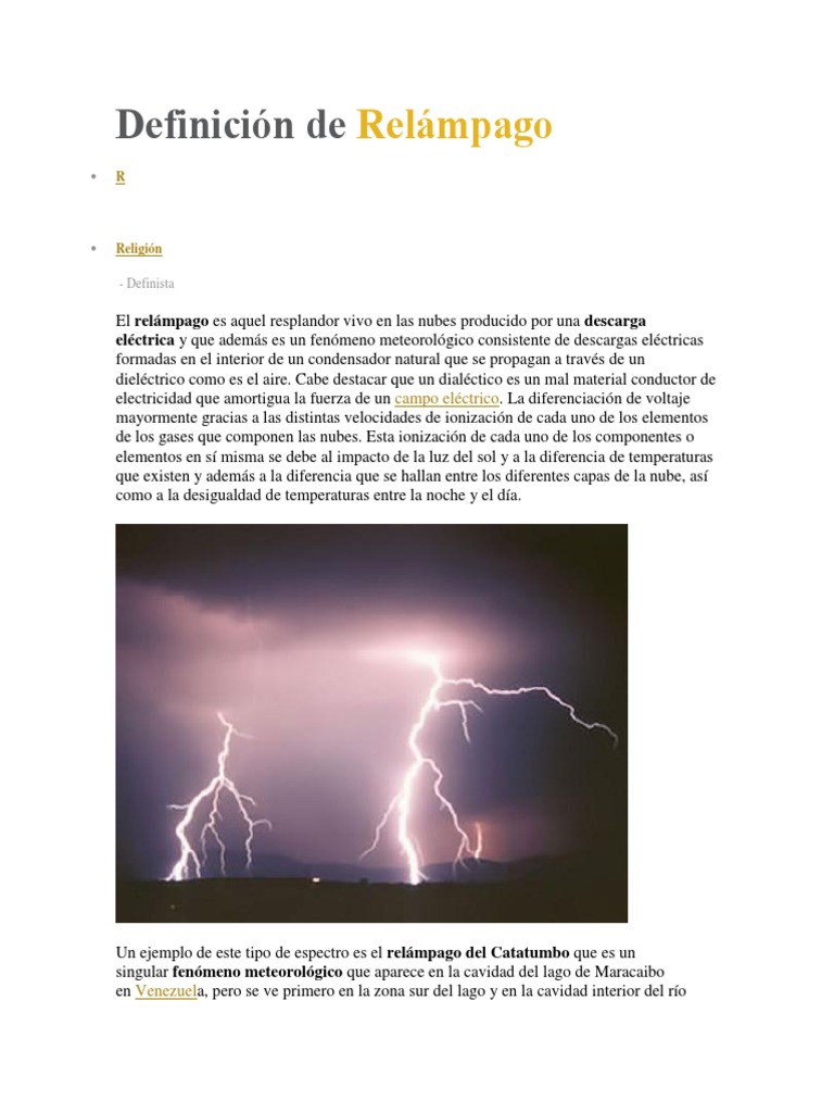 Definición de RELAMPAGO | PDF