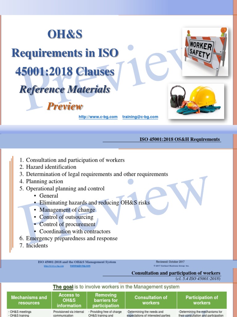 OH&S requirements in ISO 45001 clauses.References (preview) | Risk ...