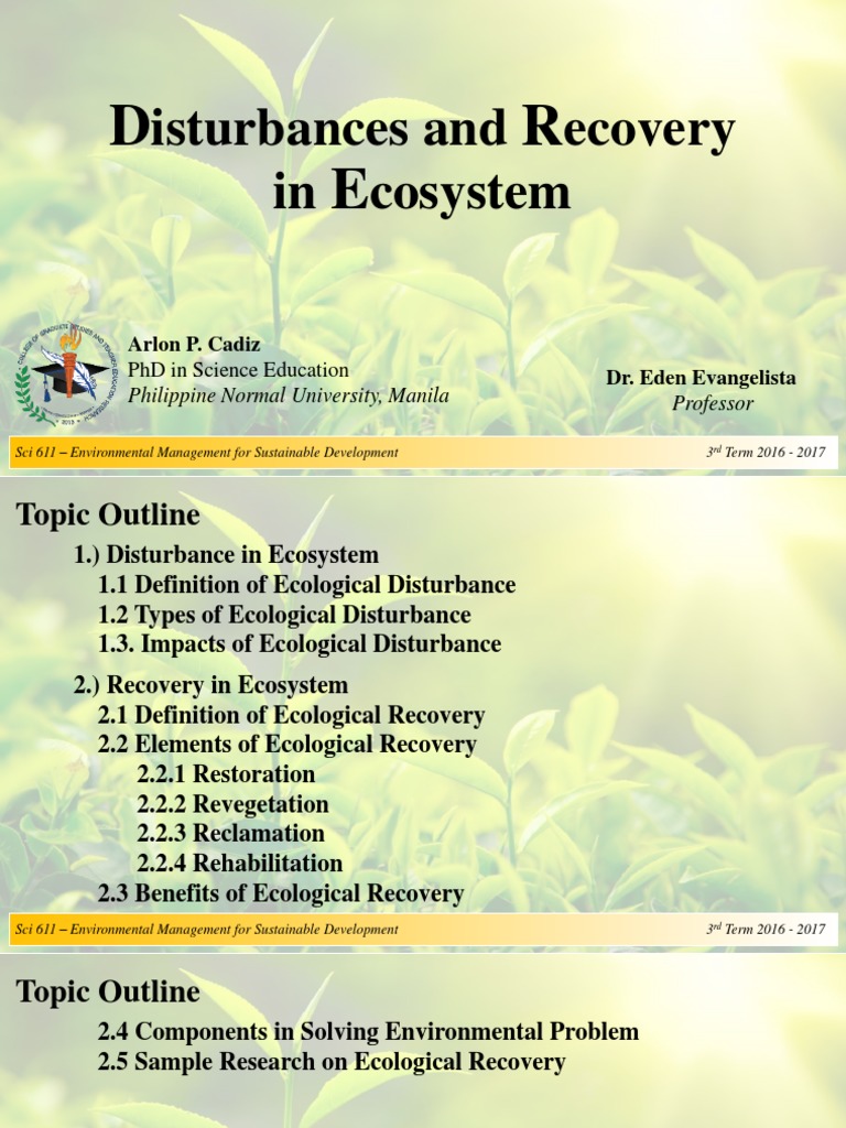 Disturbances and Recovery in Ecosystem | PDF | Disturbance (Ecology ...