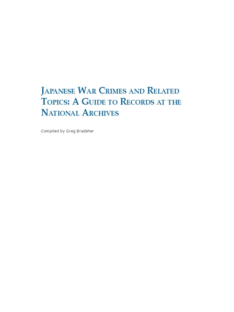 Japanese War Crimes Guide - US National Archives | PDF | National ...