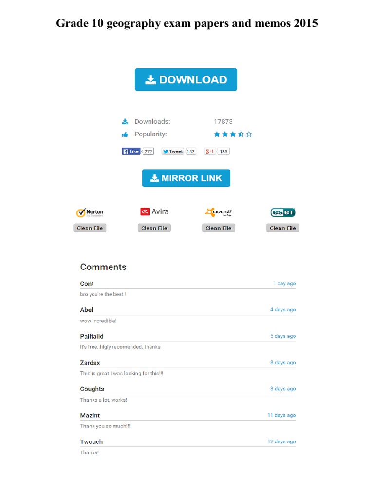 Grade 10 Geography Exam Papers and Memos 2015 | PDF | Computing And ...