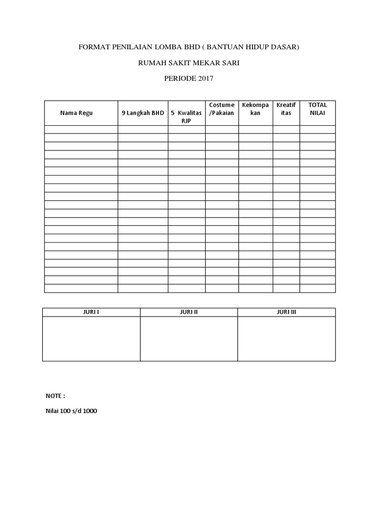 Format Penilaian Lomba BHD | PDF