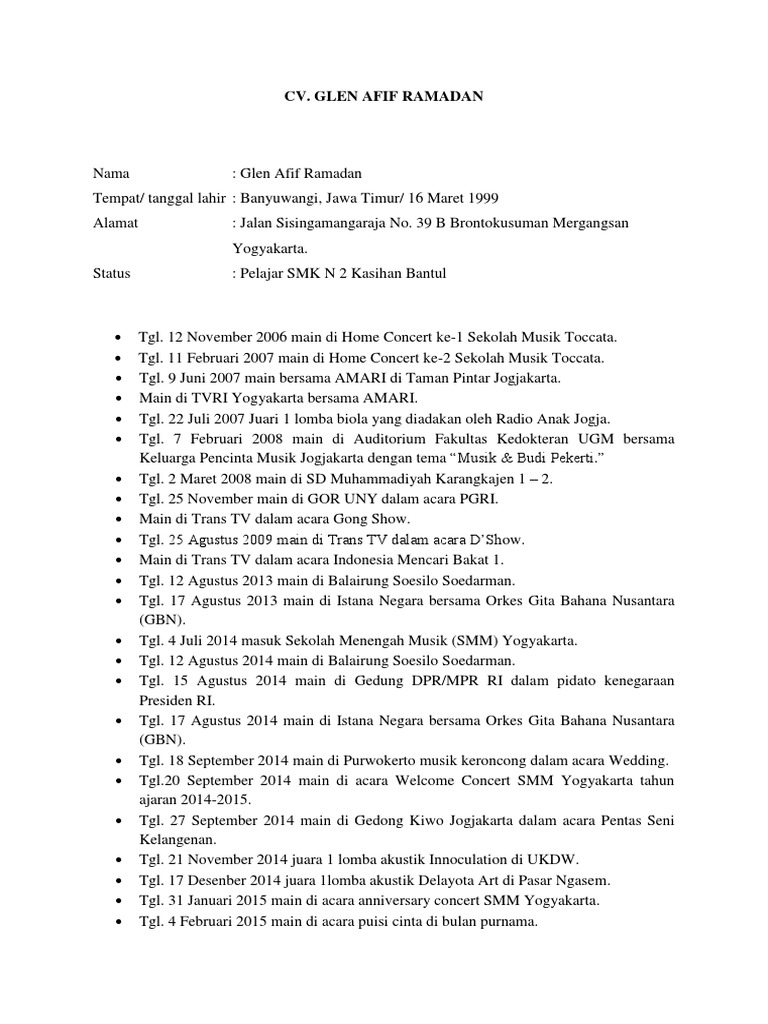 Curriculum Vitae Glen Afif Ramadan | PDF