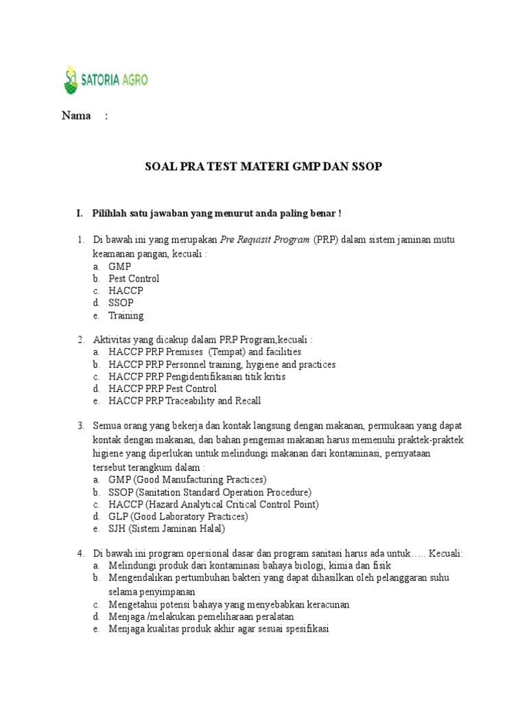 Contoh Soal Tes Gmp - Materi Soal