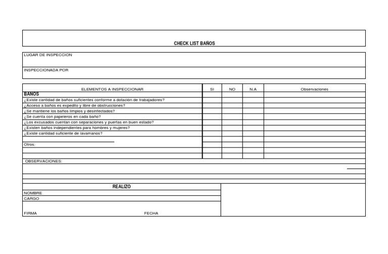 Check List Banos | PDF