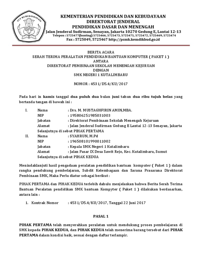 Contoh Susunan Acara Formal Serah Terima Pelantikan Jabatan - Delinewstv