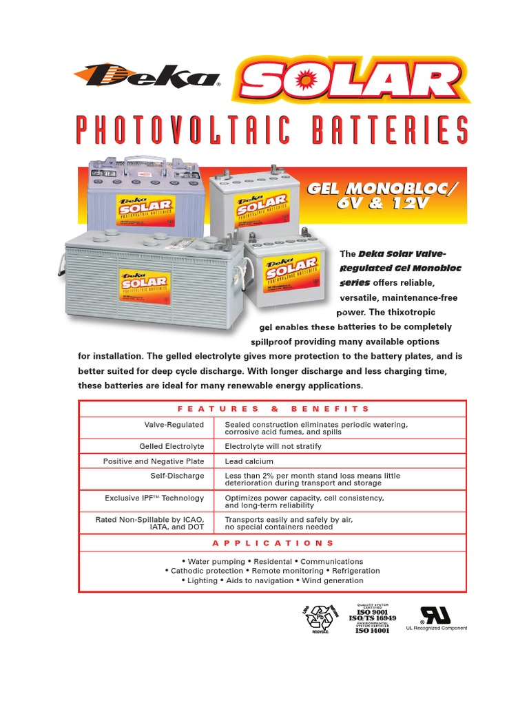 Deka Specifications | PDF | Battery (Electricity) | Renewable Energy