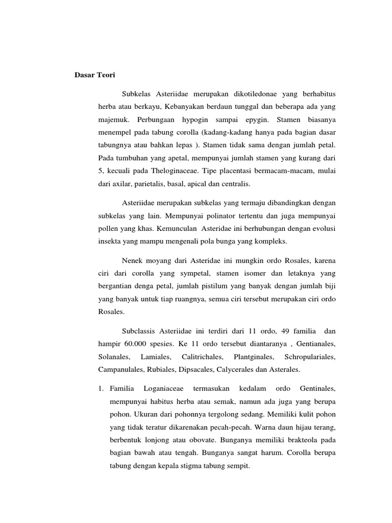 TEORI DASAR SUBKELAS ASTERIDAE | PDF