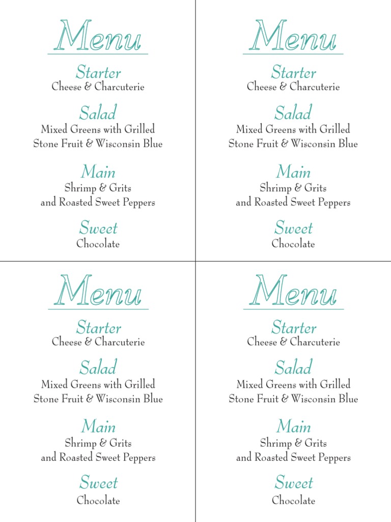 Starter Salad Main Sweet Starter Salad Main Sweet | PDF