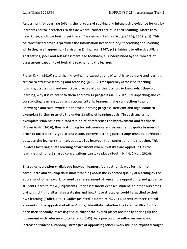 Formative Assessment Essay | PDF | Learning | Teachers