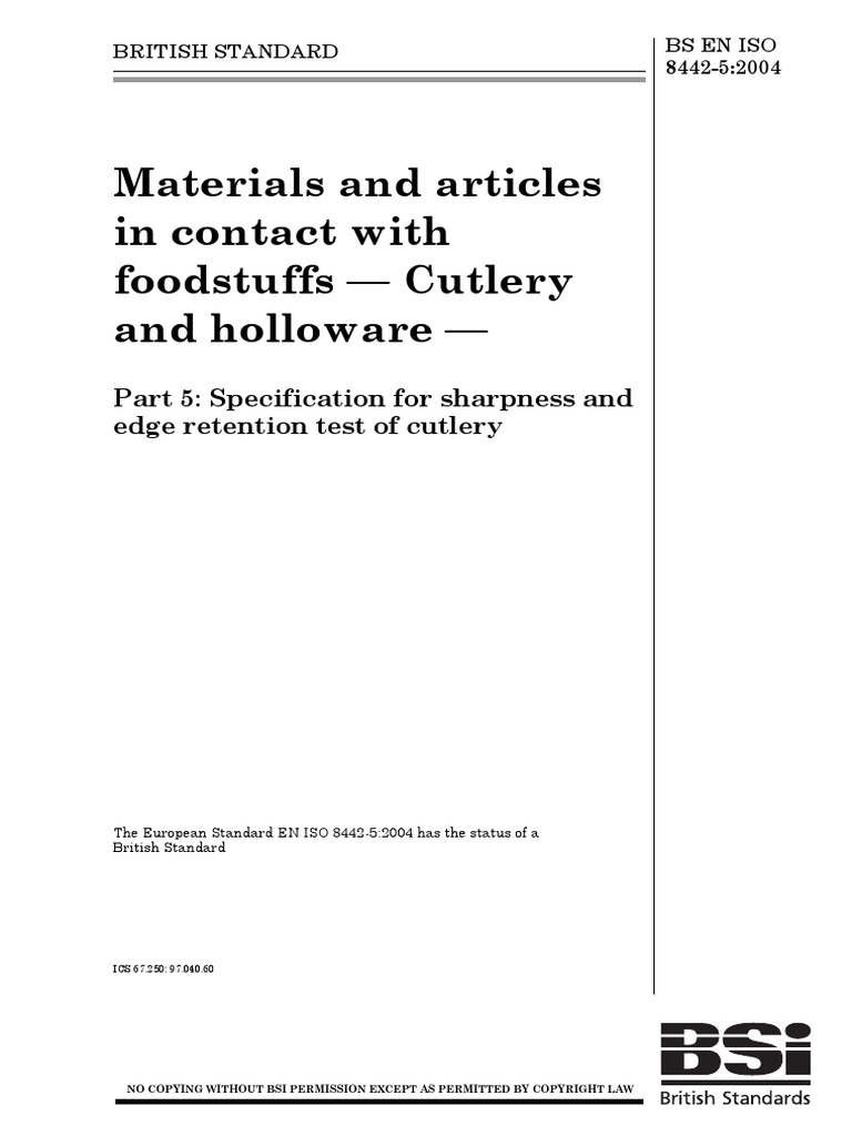 BS en Iso 8442-5-2004 (2005) | PDF | Calibration | Knife