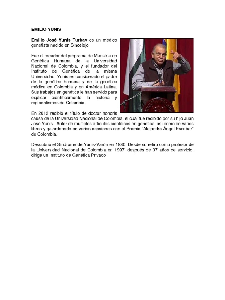 Emilio Yunis: Pionero en Genética Humana | PDF