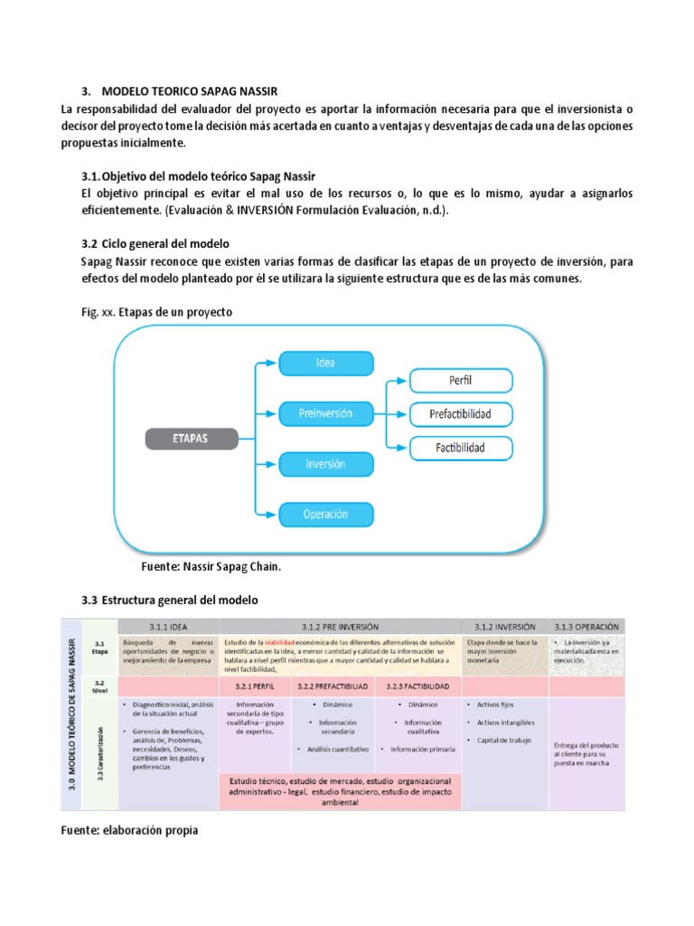 Modelo Teórico Sapag Nassir en Proyectos | PDF | Información | Inversiones