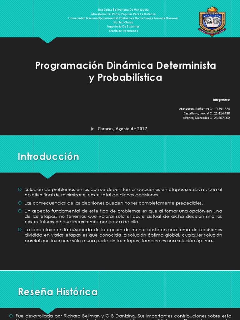 Programación Dinámica Determinista y Probabilística | Programación ...