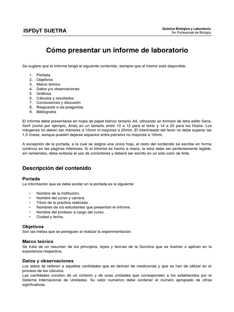 Como Redactar Un Informe de Laboratorio | PDF | Bibliografía | Química