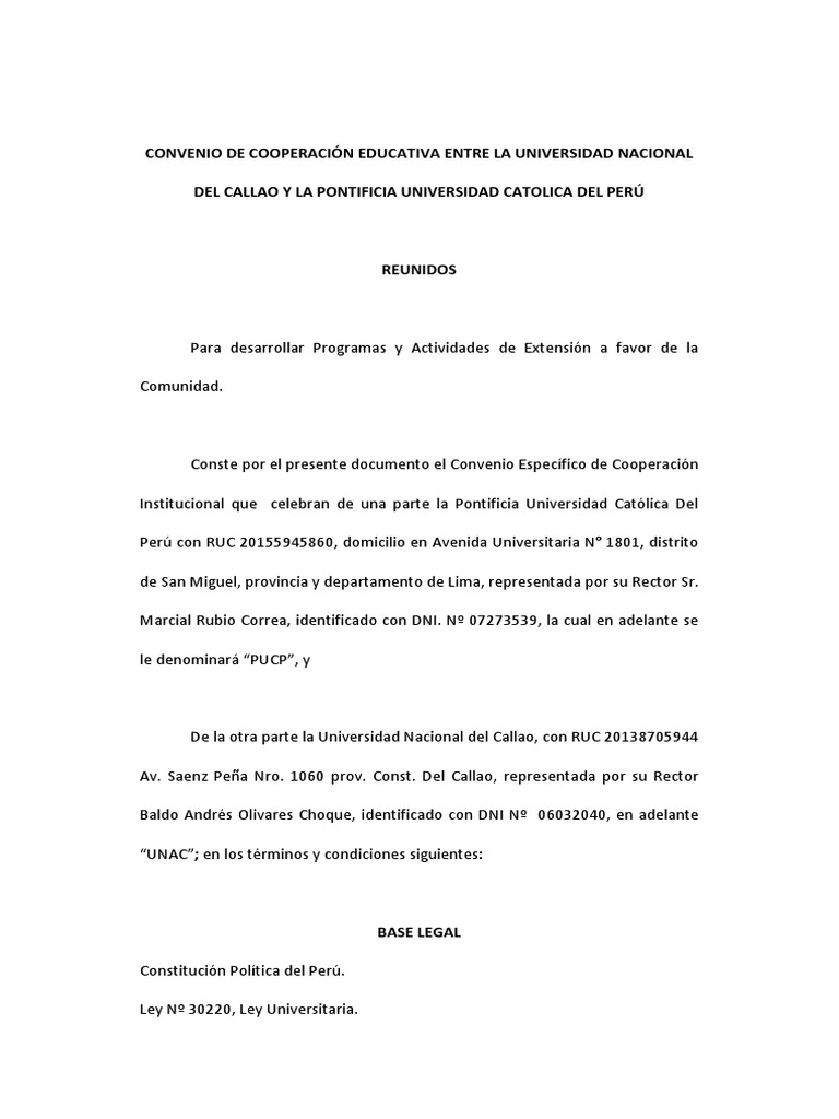 Modelo De Convenio Entre Instituciones Educativas Pdf Universidad