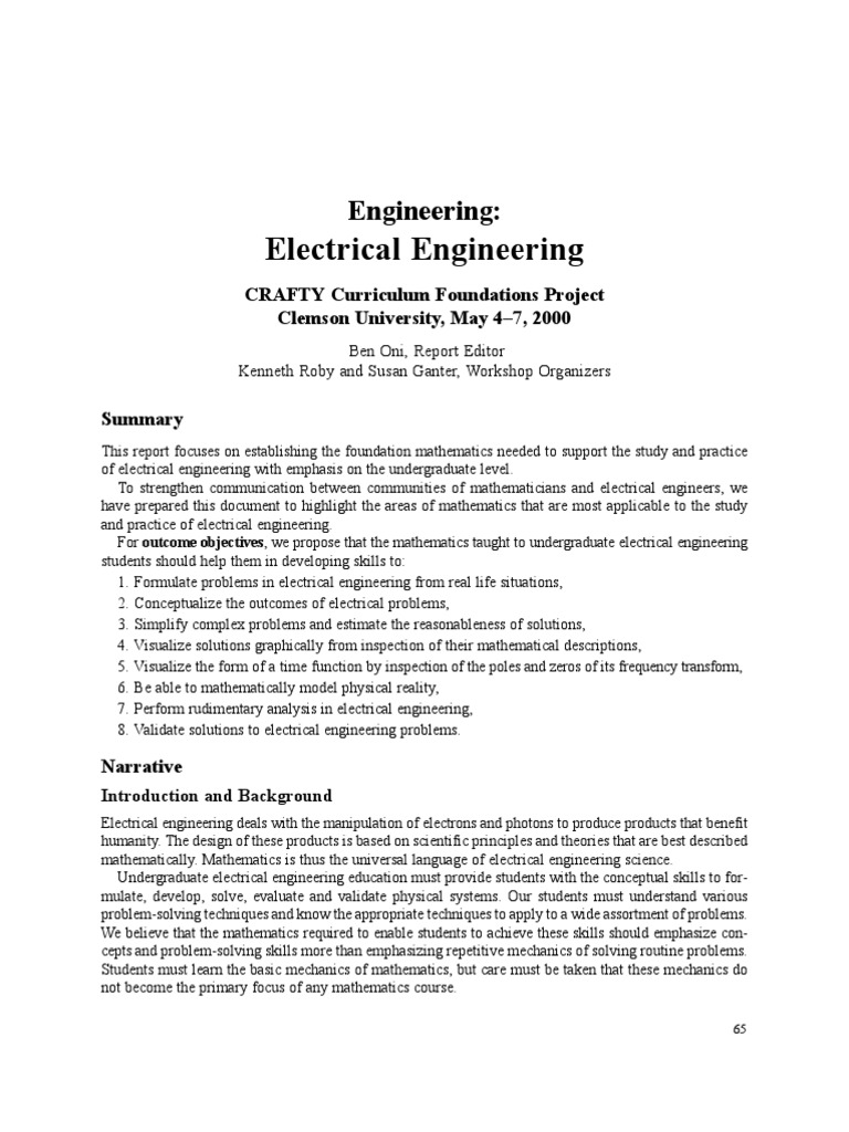 Mathematical Foundations for Undergraduate Electrical Engineering ...
