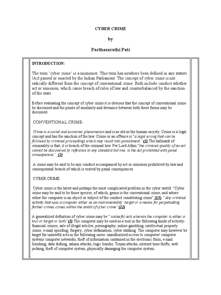 Cyber Crime Pdf Cybercrime Security Hacker