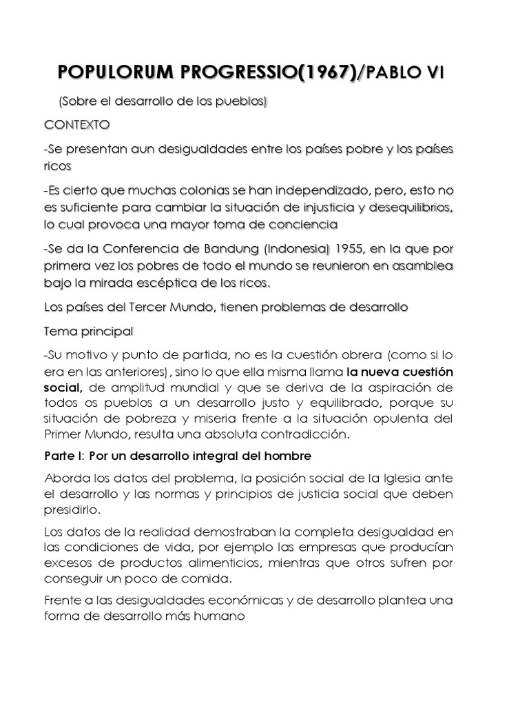 Populorum Progressio | PDF | Pobreza | Pobreza e indigencia