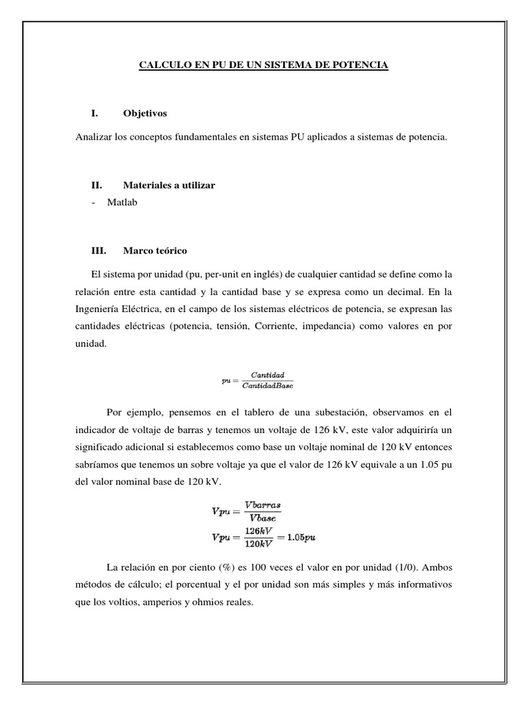 Calculo en Pu de Un Sistema de Potencia | PDF | Cantidades fisicas ...