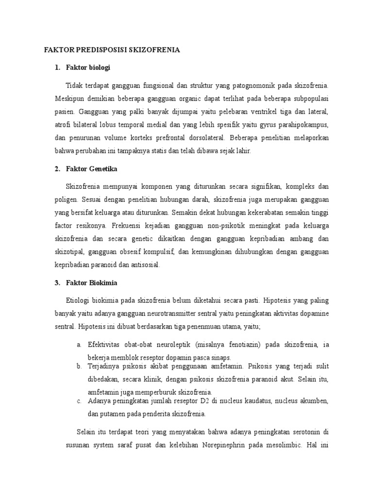 Faktor Predisposisi dan Presipitasi Skizofrenia | PDF