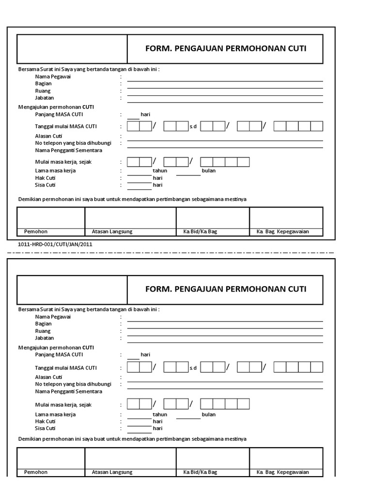 Contoh FORM CUTI | PDF