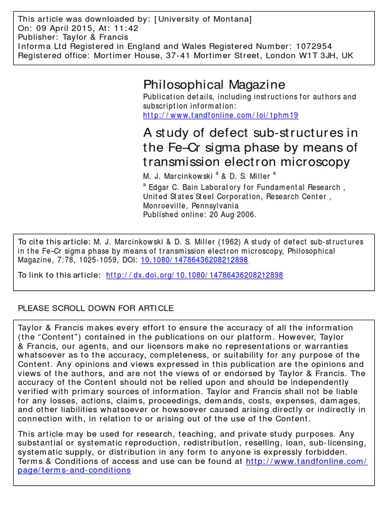 A Study of Defect Sub-Structures in The Fe-Cr Sigma Phase by Means of ...