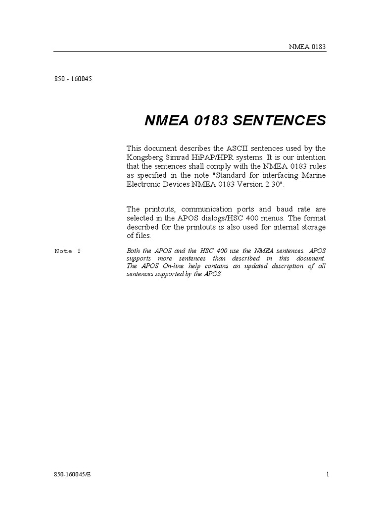 Nmea Data Strings Output Sentences | PDF