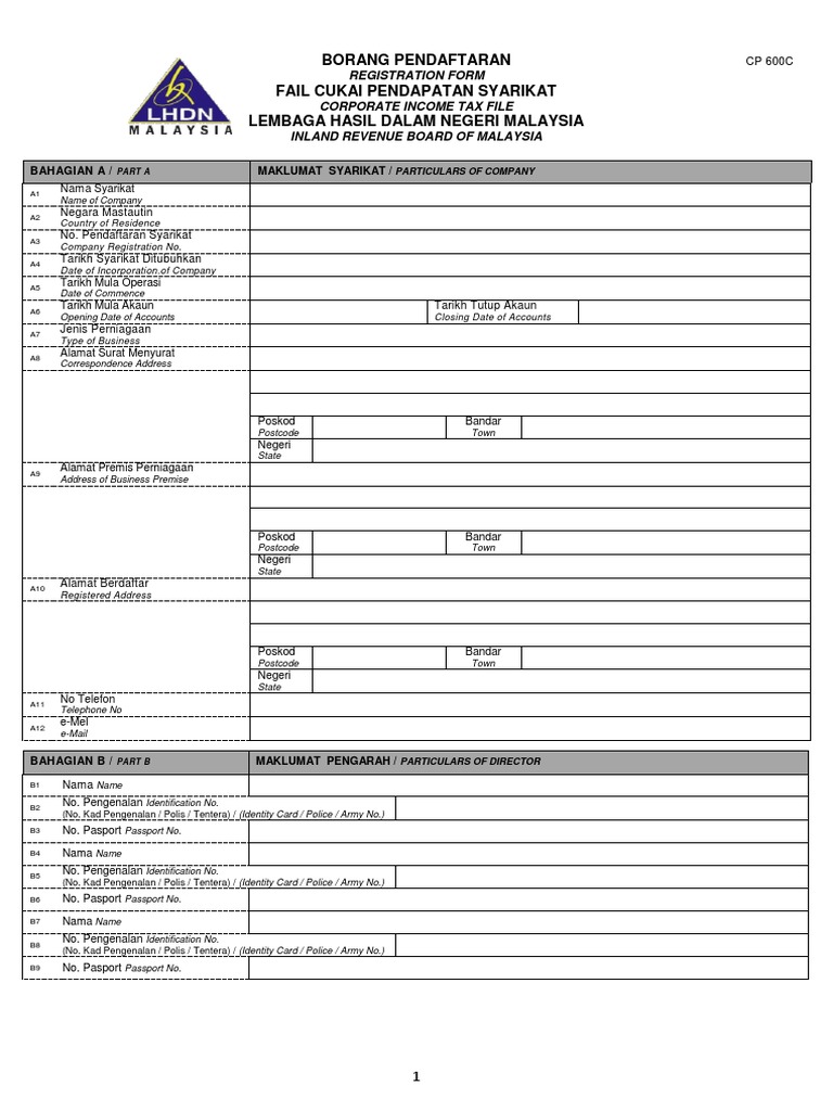 Borang Daftar Syarikat 1 | PDF