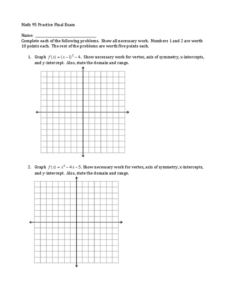 Math 95 Practice Final Exam PDF | PDF | Quadratic Equation | Discrete ...