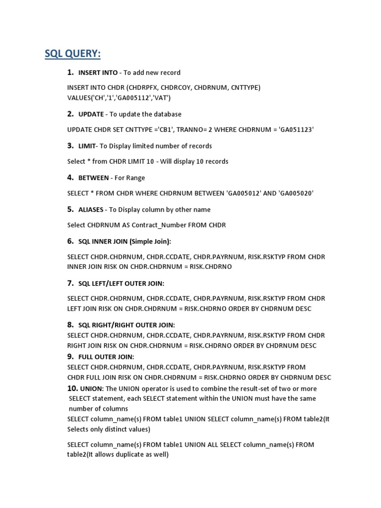 SQL Query | PDF | Table (Database) | Data SQL Query | PDF | Table (Database) | Data