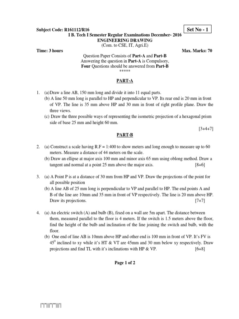 Jntuk 1-1 r16 Q.P Dec 2016 - Engineering Drawing (Cse, It) | PDF | Line ...