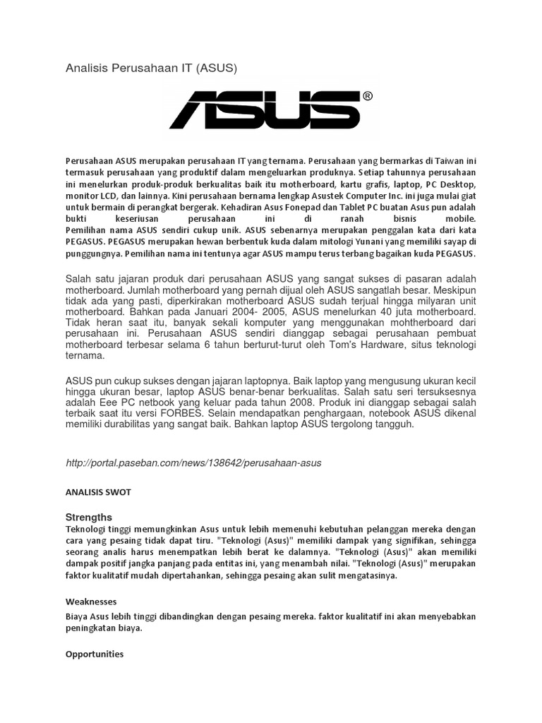 Swot Asus | PDF