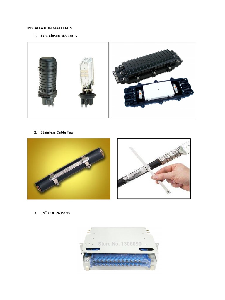 Installation Materials 1. FOC Closure 48 Cores | PDF