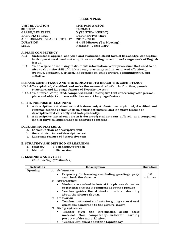 LESSON PLAN.docx | Lesson Plan | Cognition