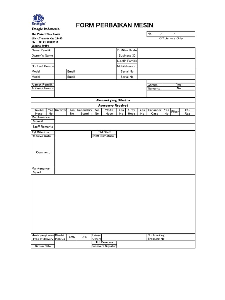 6.formulir Perbaikan Mesin PDF | PDF