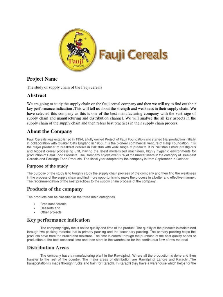 Fauji Cereals | PDF | Warehouse | Foods